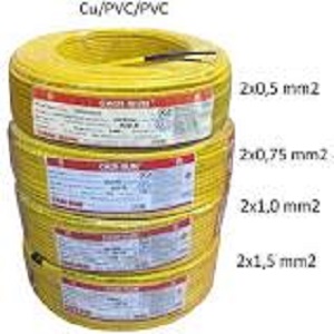 Dây điện đôi dẹt mềm 2x0,5 2x0,75 2x1 2x1,5 2x2,5 mm2 Cu/PVC/PVC bọc ovan mềm Cadisun W0-2x ...